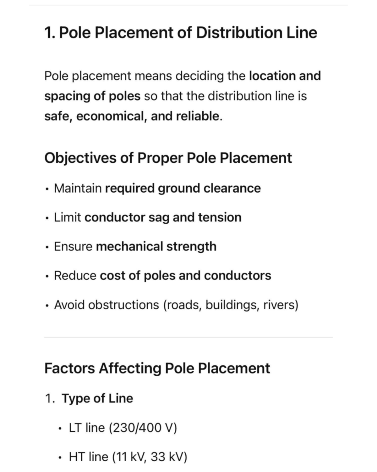 Pole Placement of Distribution Lines: Key Factors & Practices - Studocu
