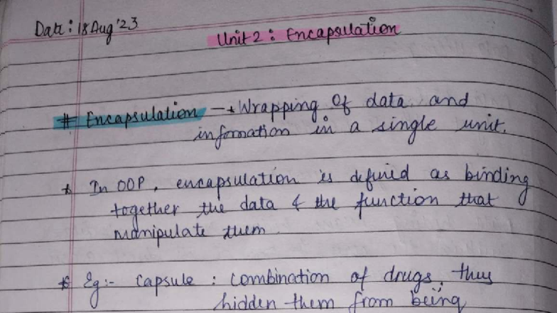 OOPM Unit 2 - Data Encapsulation and Object Modeling Notes - Studocu