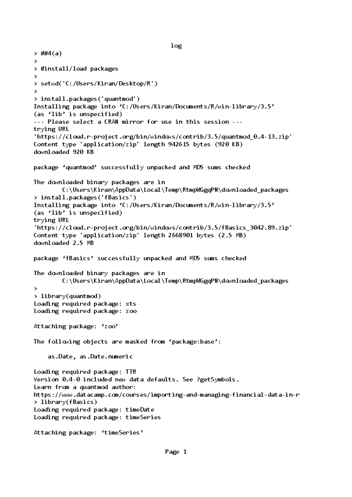 R LOG - Script Log for Problem Sets & Exam Analysis in R - Studocu