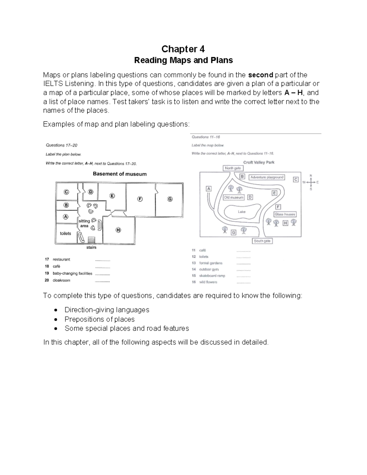 Chapter 4 Listening Notes - Chapter 4 Reading Maps and Plans Maps or ...