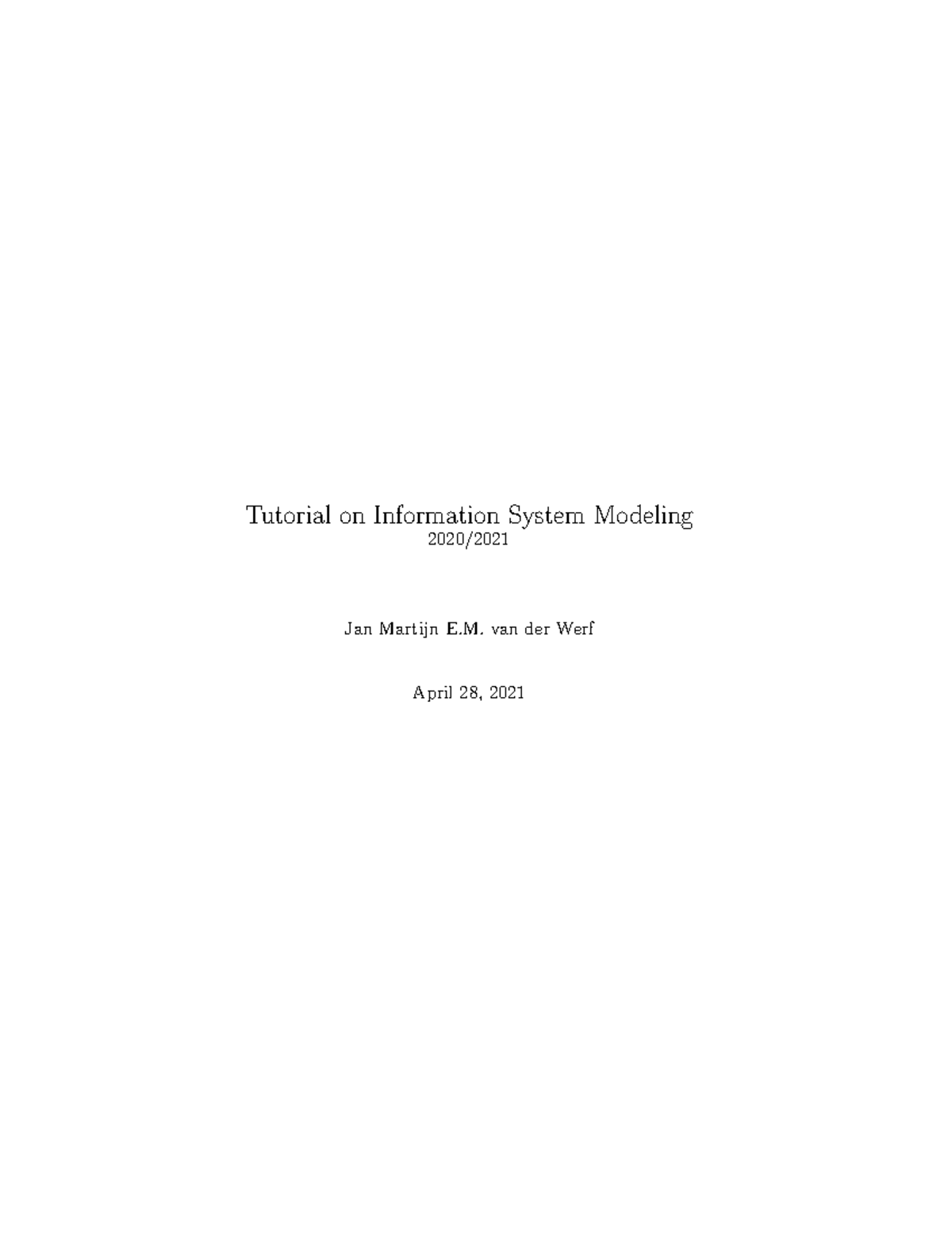 Tutorial on Information System Modeling with It’s a True World ...