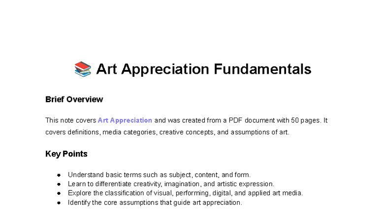 Art Appreciation Fundamentals finals whole sem 1st year0 - 📚 Art ...