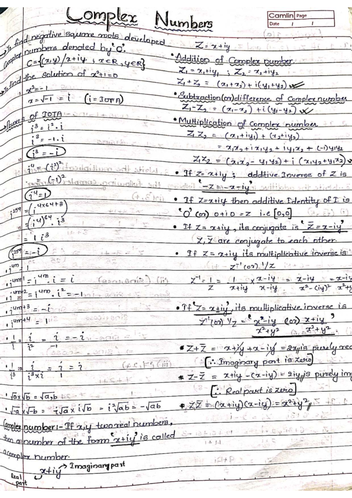 Complex Numbers: Comprehensive Study Notes for Course XER - Studocu