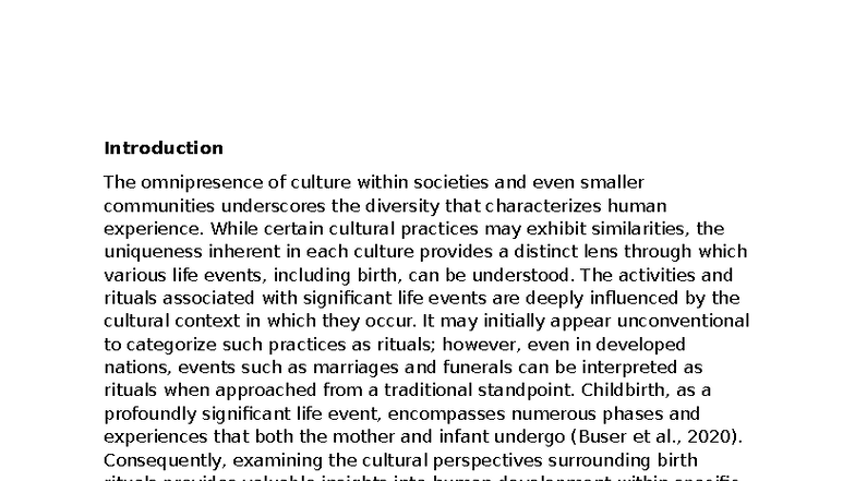 Cultural Perspectives on Birth Rituals in Indigenous South Africa (HS ...
