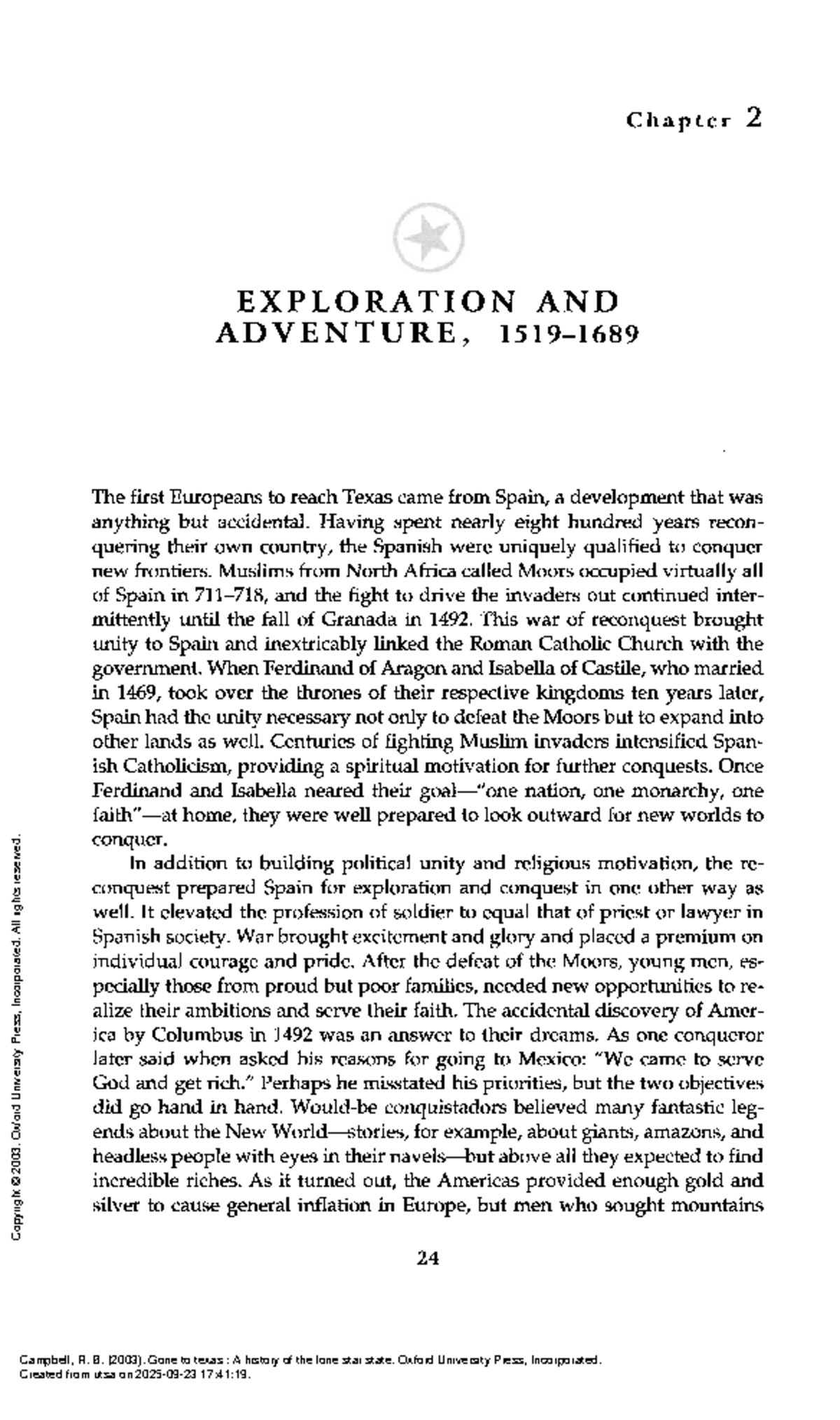 Gone to Texas: A History of Exploration and Settlement (HIST 101) - Studocu