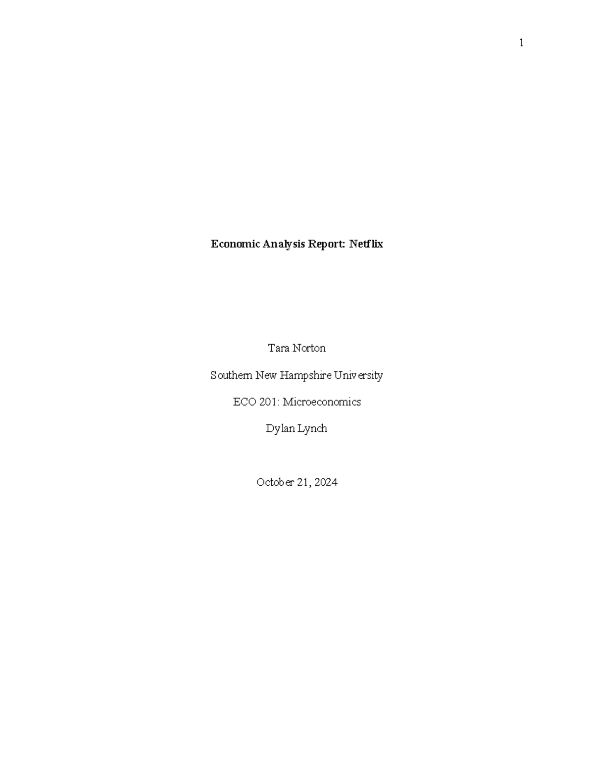 ECO 201 Economic Analysis of Netflix: Market Structures & Pricing ...