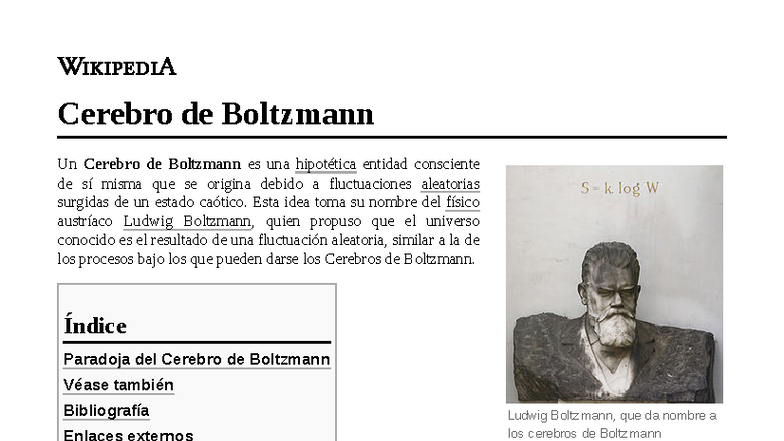 Paradoja del Cerebro de Boltzmann: Análisis y Reflexiones - Studocu
