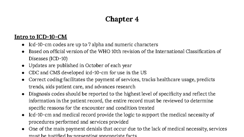 Chapter 4: Introduction to Coding and Diagnosis Guidelines (HIM 101 ...