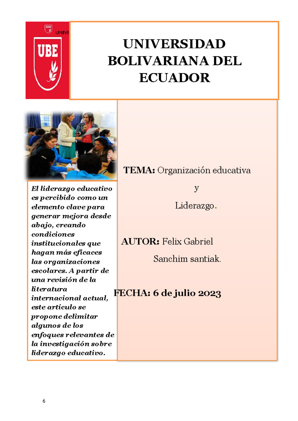 Traea DE Gabriel ORIG - tarea - El liderazgo educativo es percibido ...