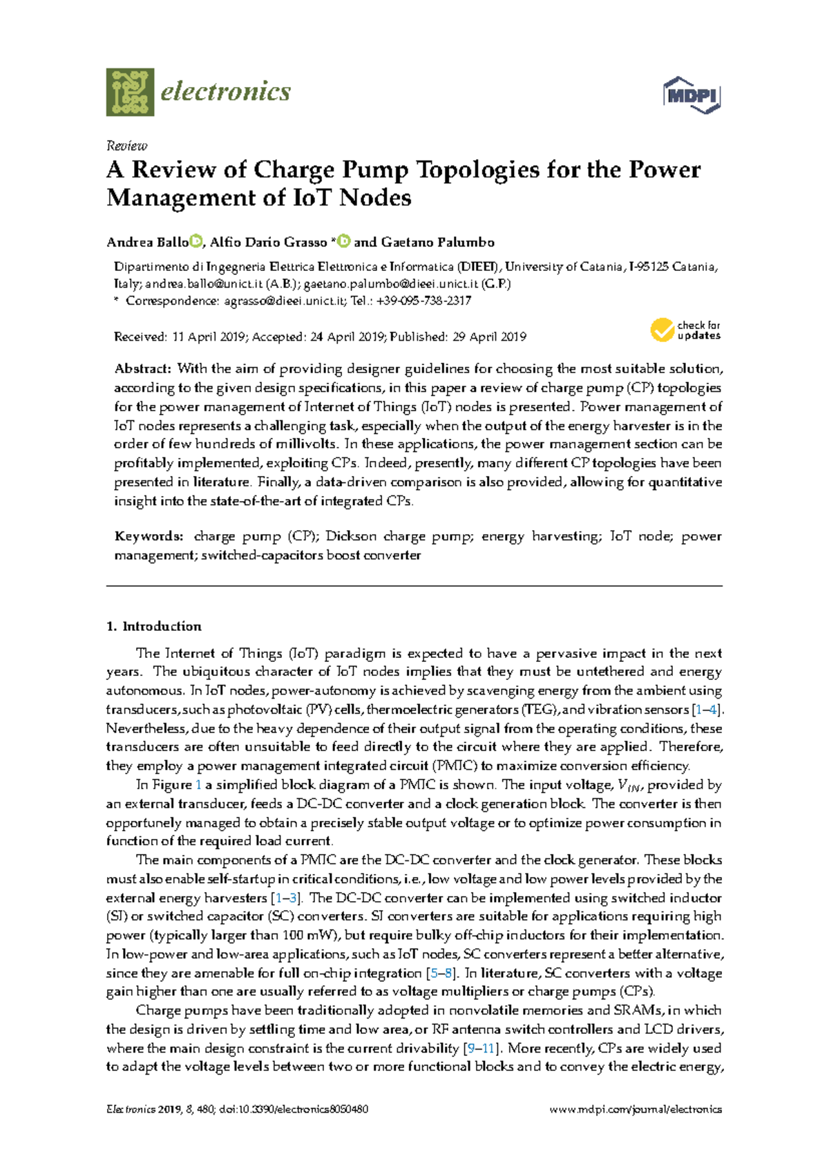 Electronics 2019: Review of Charge Pump Topologies for IoT Power ...