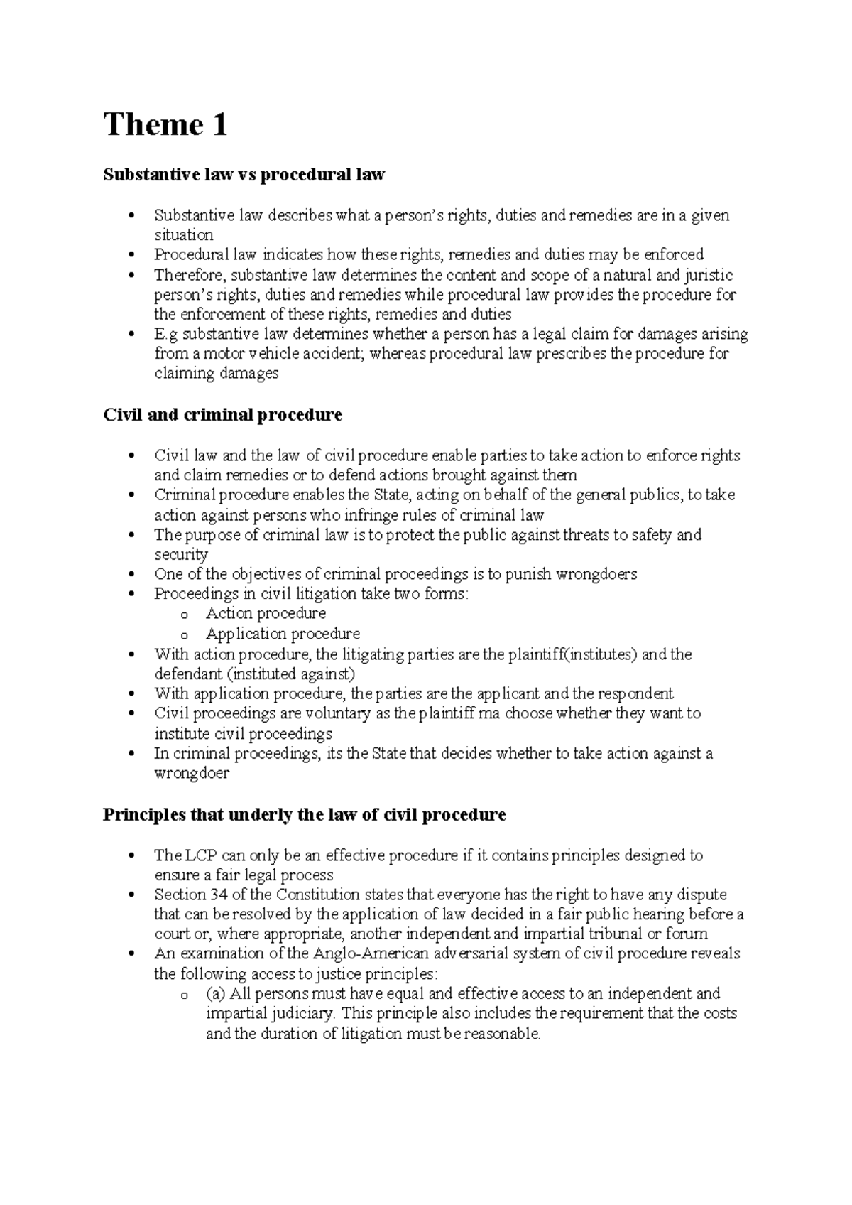 SIP 1: Substantive vs Procedural Law - Key Principles and Sources - Studocu