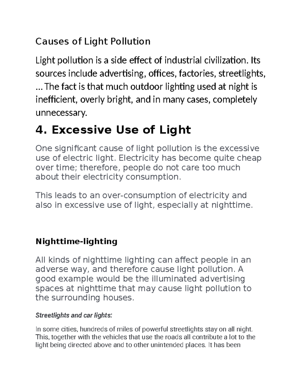 Causes of Light Pollution: Understanding Its Impact and Sources - Studocu