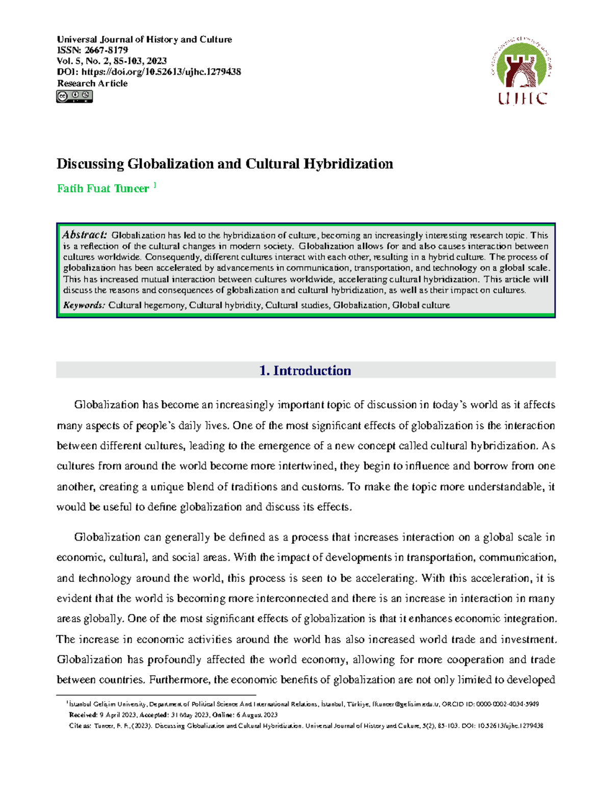 Globalization and Cultural Hybridization: A Qualitative Analysis (2023 ...