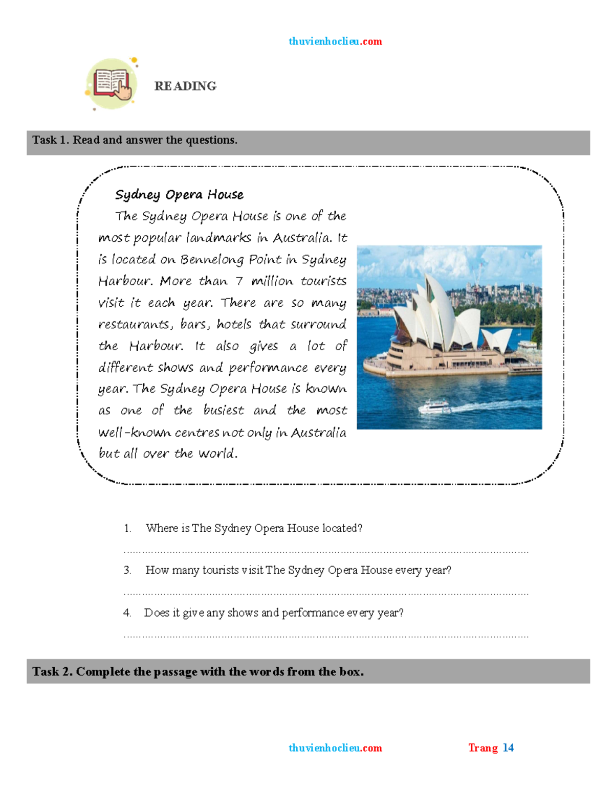 Reading Unit 9: Exploring Sydney Opera House & Vietnamese Landmarks ...