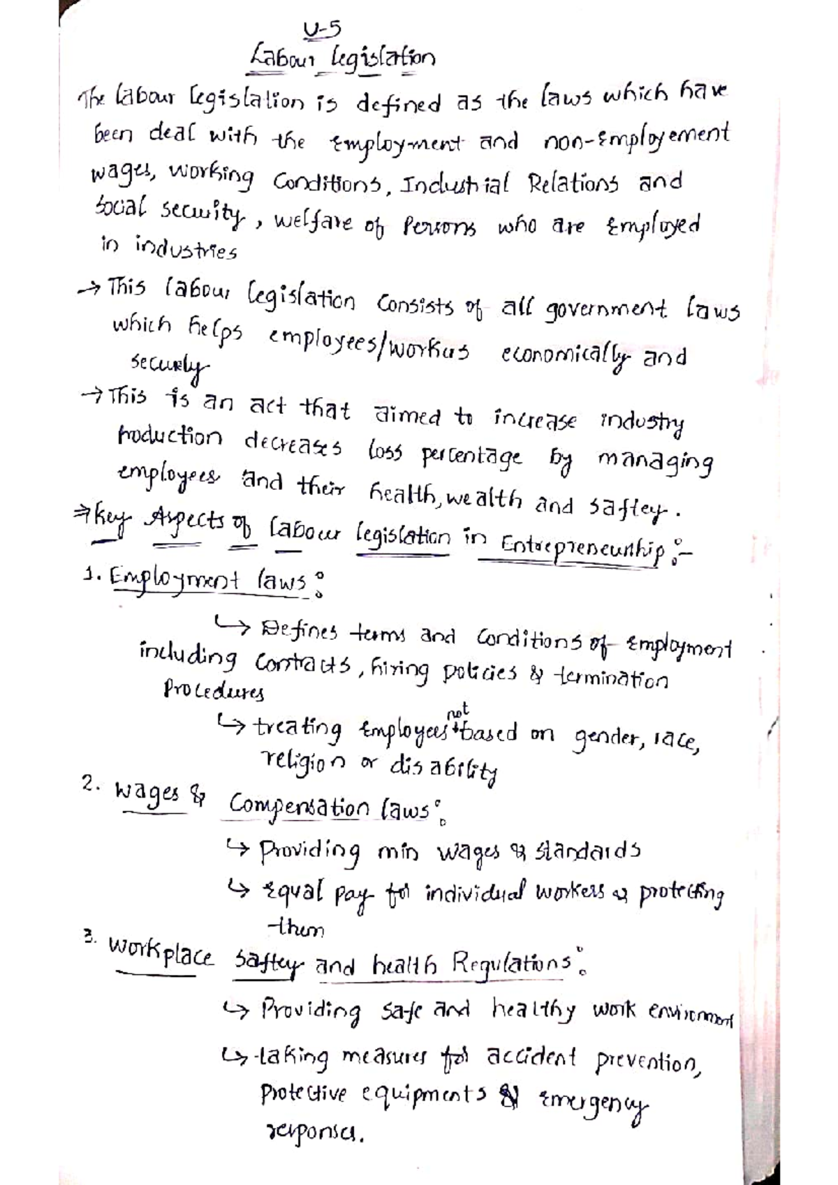 POE U-5 - Good - Labour legislation The labour legislation is defined as the laws which have ...