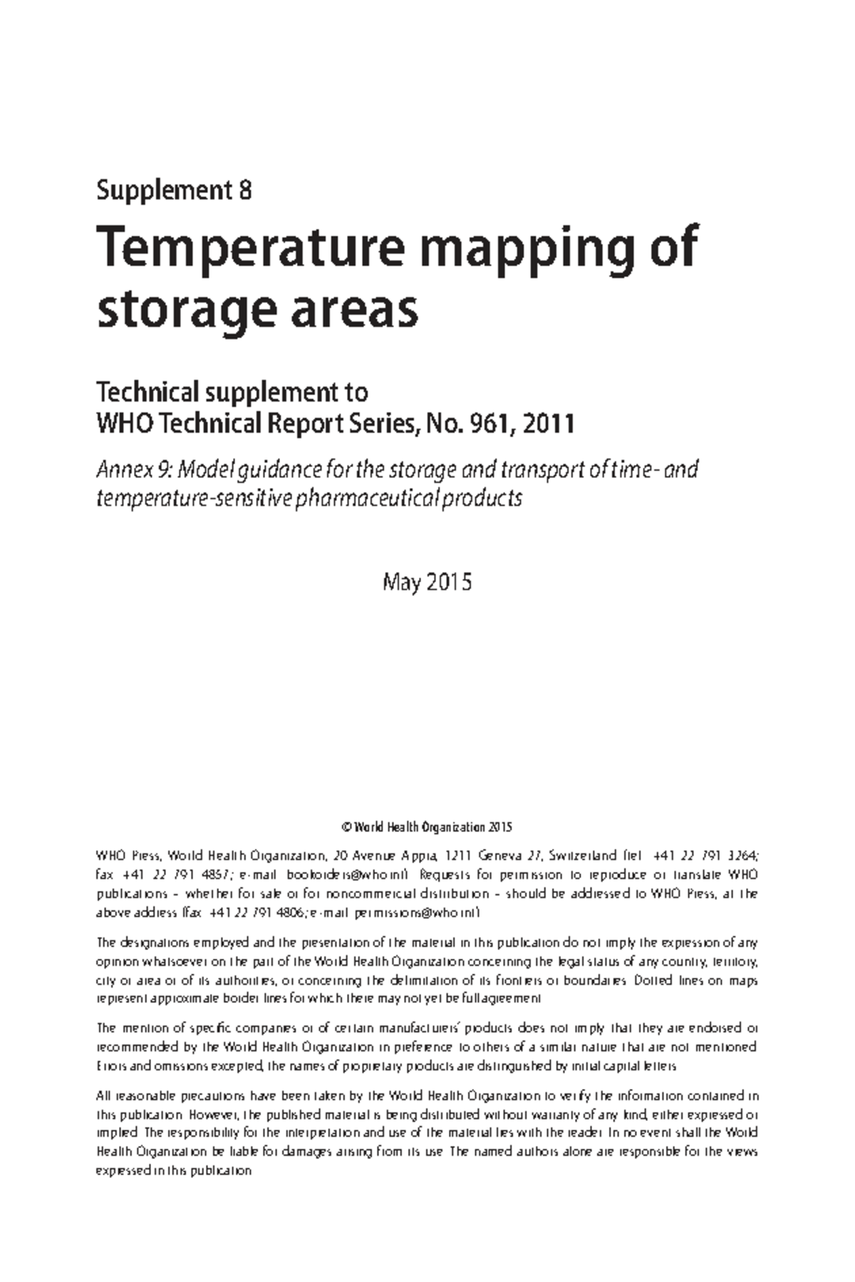 WHO Technical Report Series No. 992: Temperature Mapping Guidance - Studocu