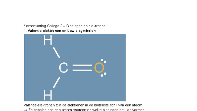 Samenvatting College 3: Bindingen en Elektronen in Atomen - Studeersnel