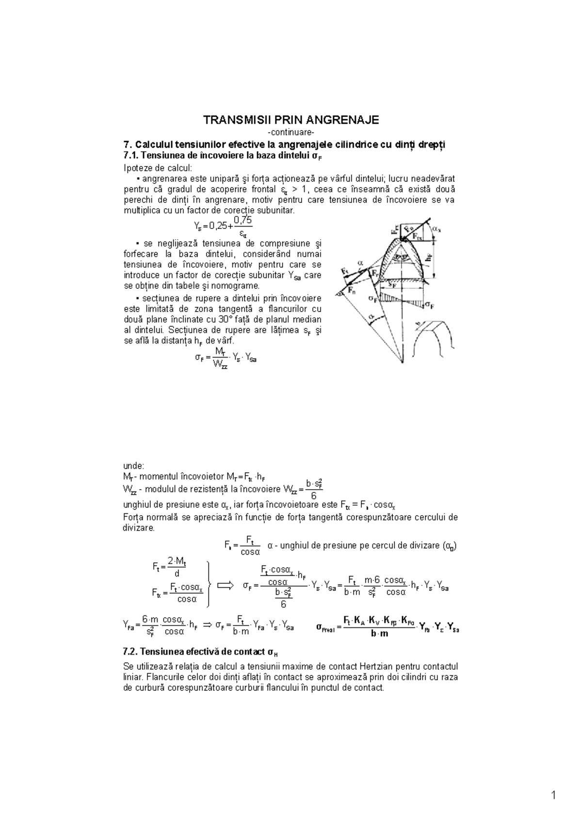 C7 transmisii angrenaje 2 - 7. Calculul tensiunilor efective la ...