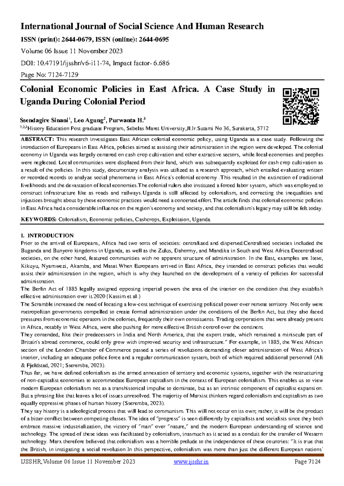 Colonial Economic Policies in East Africa: A Case Study of Uganda (HIST ...
