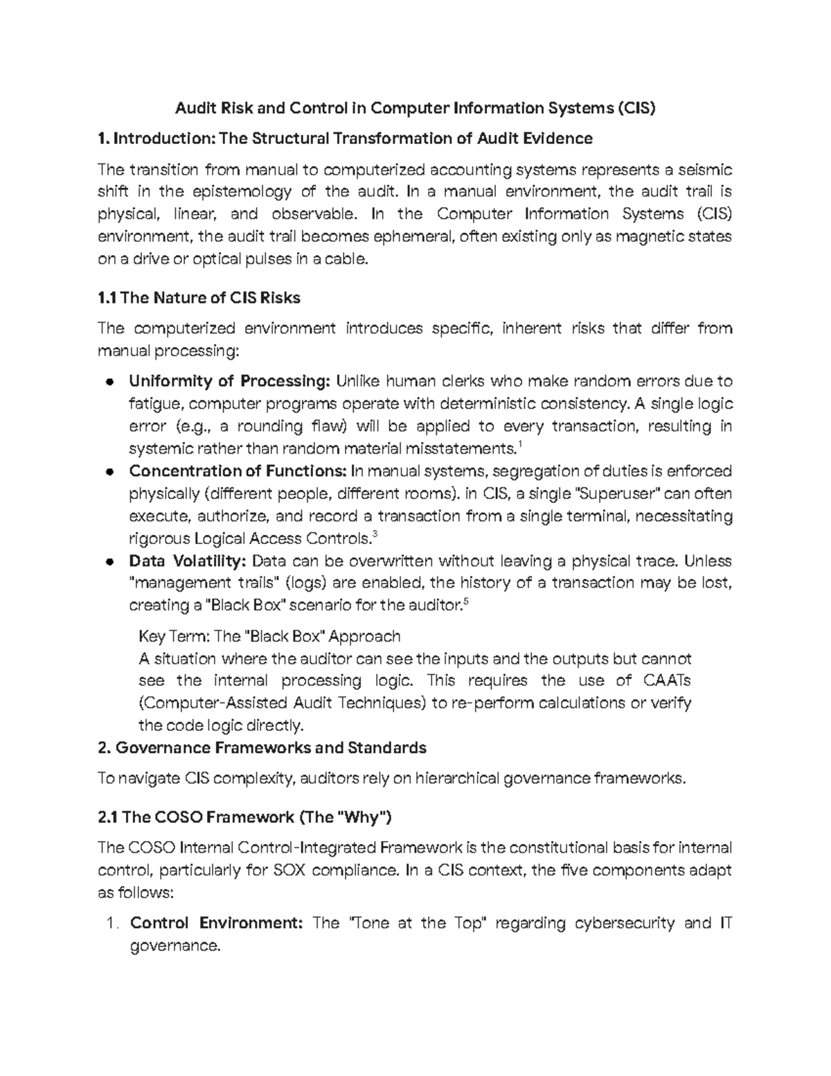 Audit Risk and Control in Computer Information Systems (CIS) - A ...