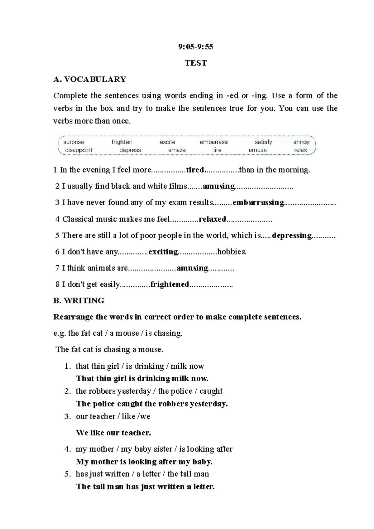 TEST 11 - Vocabulary and Writing Exercises - Studocu