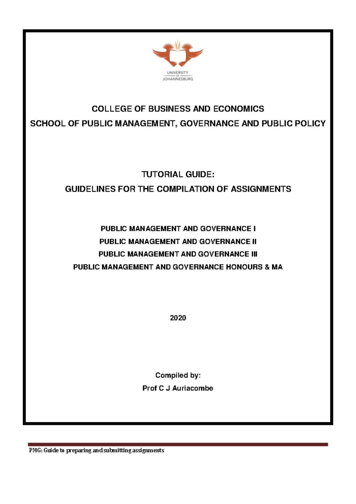 PMG Assignment Submission Guidelines Tutorial Guide 2020 - Studocu