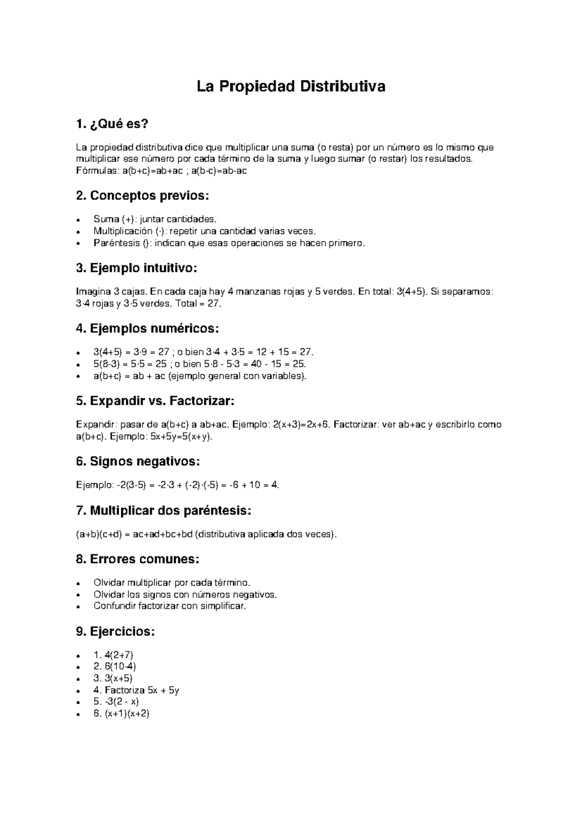 Propiedad Distributiva: Conceptos y Ejemplos Clave - Studocu