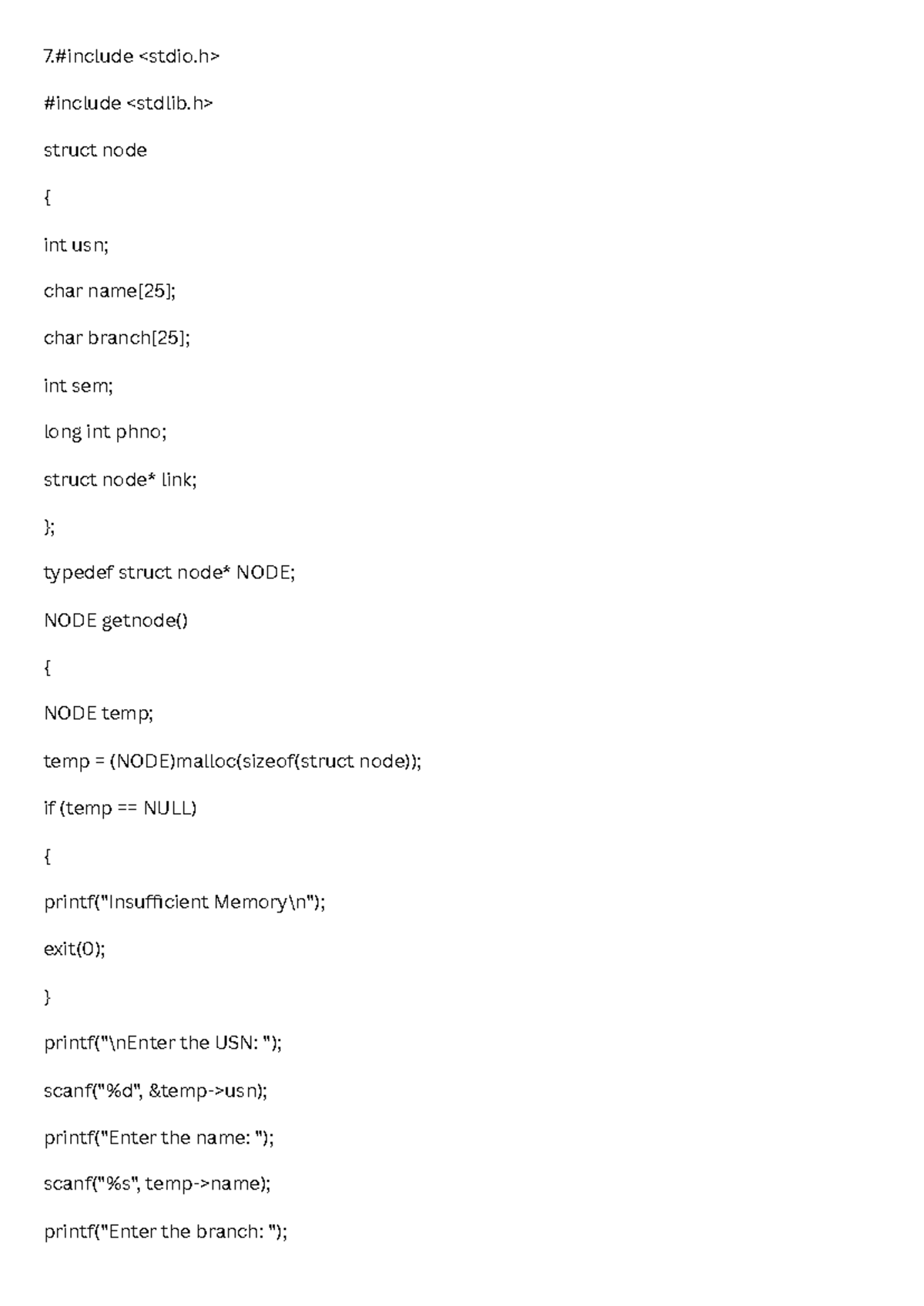 Dsa lab progam - easy to learn - 7.#include #include struct node { int ...