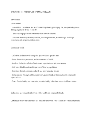 Lecture 1&2 - Principles of public health - D/CI/PH/CH 010 PRINCIPLES ...