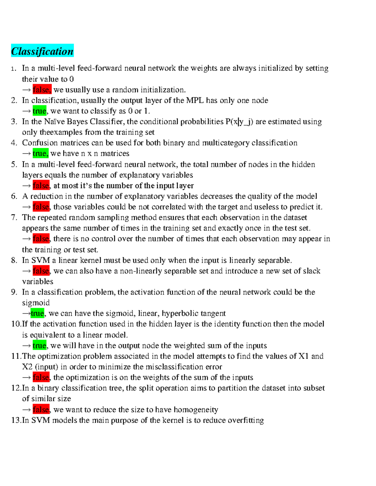 Classification Exam Recap 2023: Key Concepts and Clarifications - Studocu
