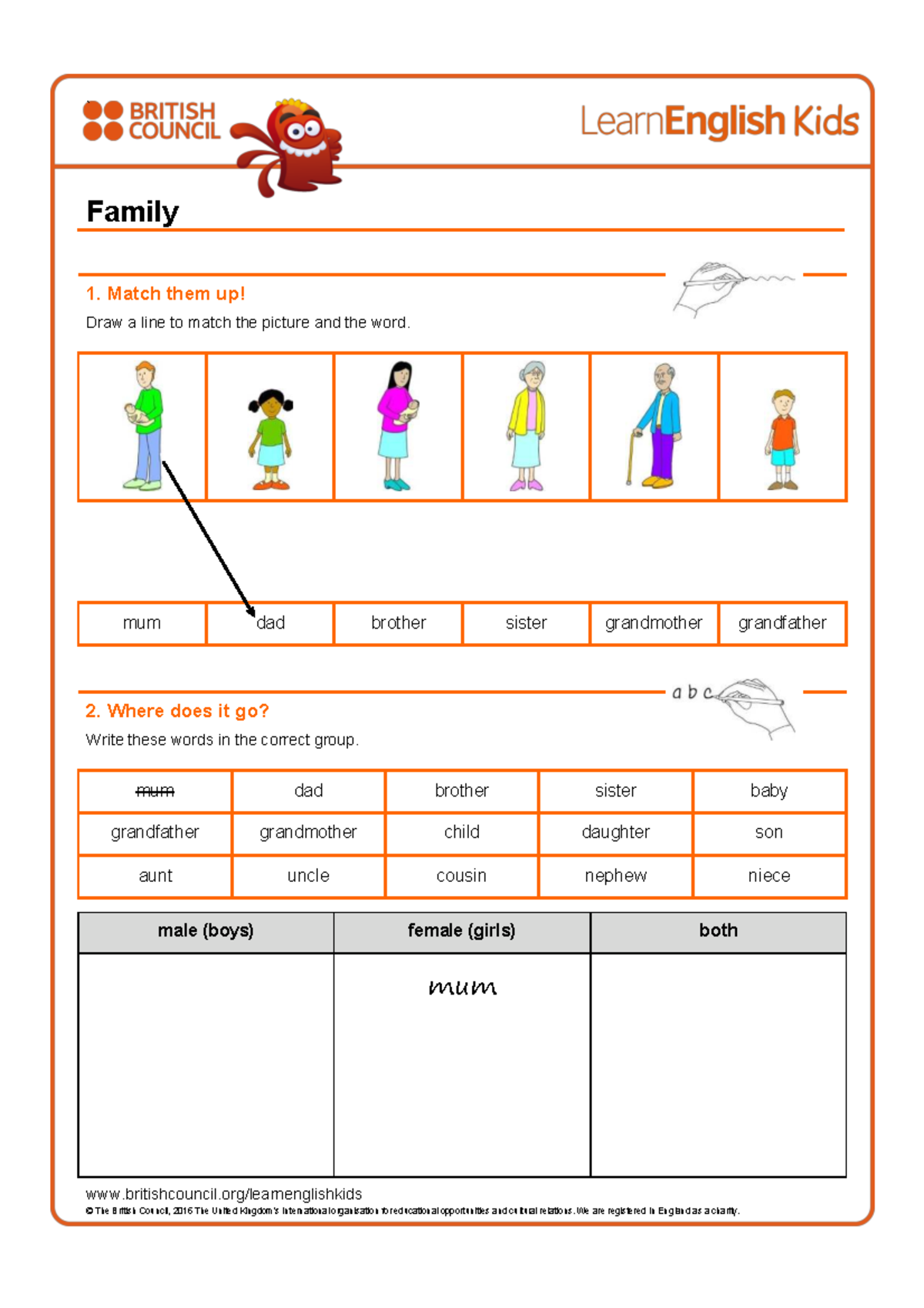 Family Worksheets - Matching & Grouping Activities (btap cấp 1) - Studocu