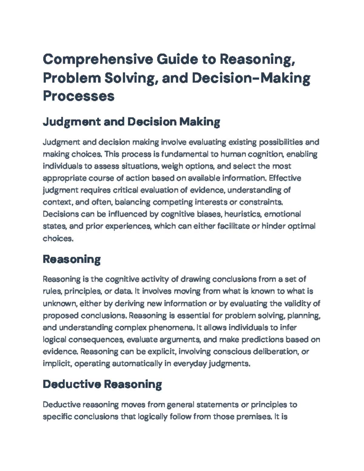 Comprehensive Guide to Judgment, Decision Making, and Reasoning ...