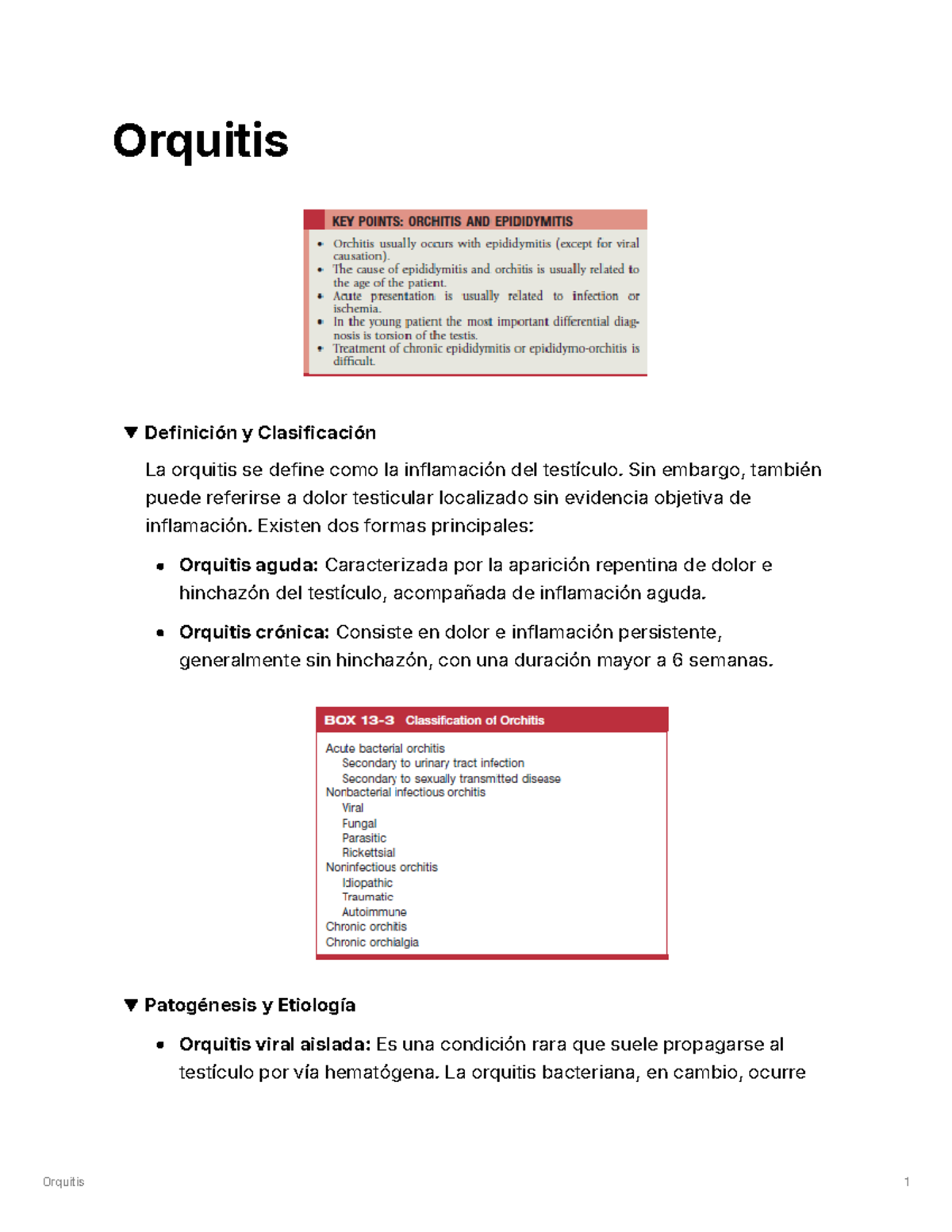 Resumen de Orquitis: Definición, Causas y Tratamiento en Urología - Studocu