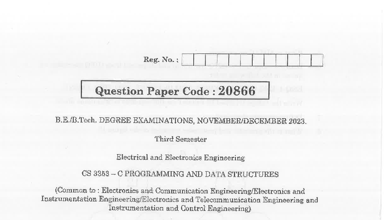 QP-CS3353: C Programming & Data Structures Exam Paper - 2023 - Studocu