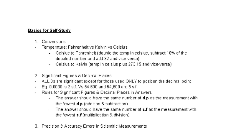 Foundations of Chemistry I (CHEM101) Study Notes on Key Concepts - Studocu