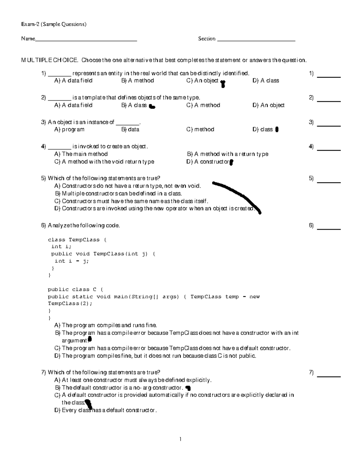 Exam 2 sample Questions Solutions Last Page - Exam-2 (Sample Questions) - Studocu