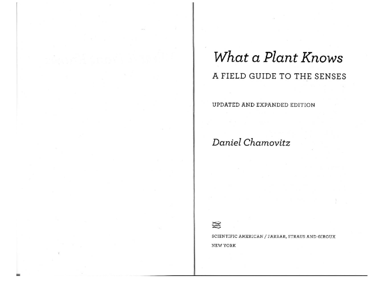 What a Plant Knows: A Comprehensive Guide to Plant Senses - Studocu