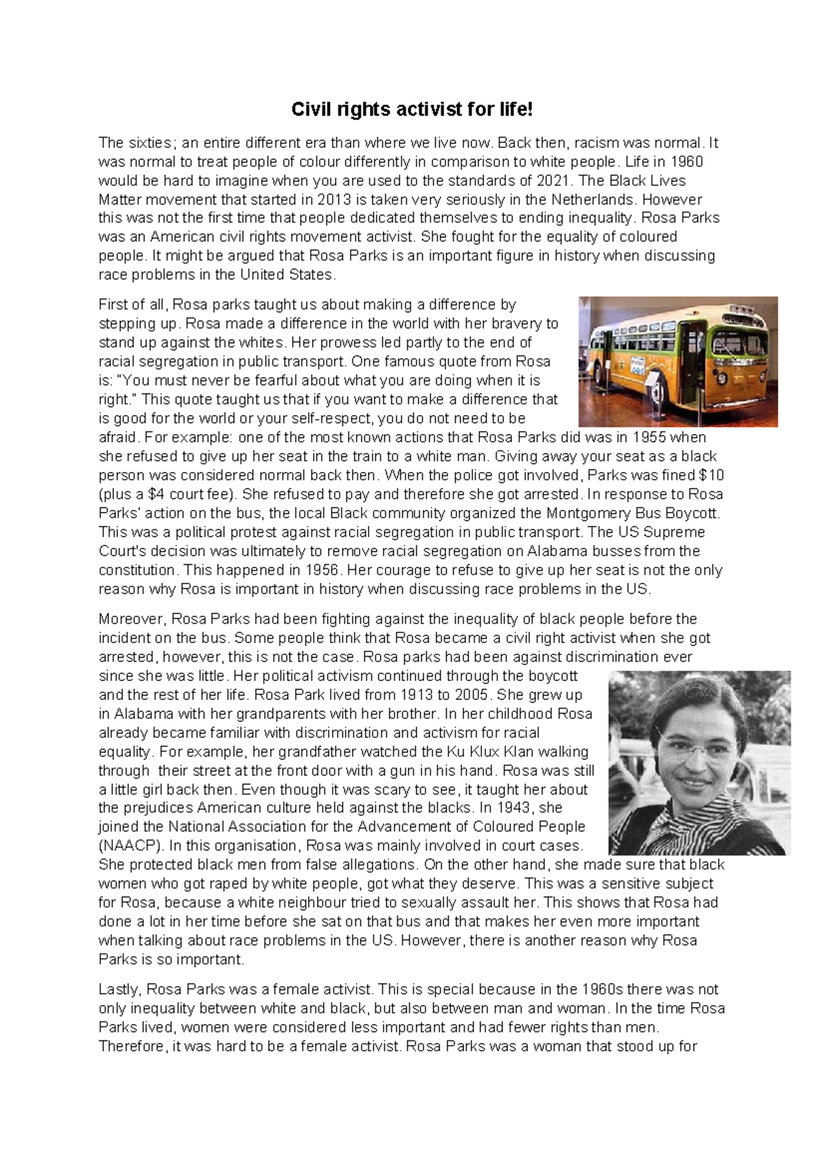 Rosa Parks: A Pioneering Civil Rights Activist in the 1960s - Studeersnel