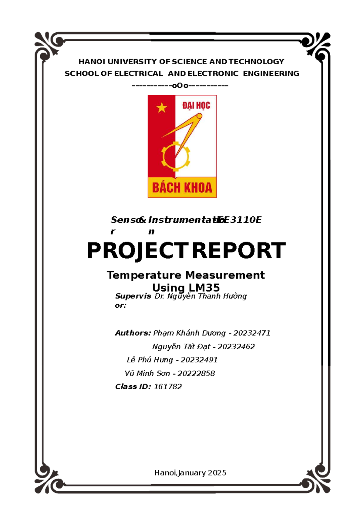 EE3110E Project Report: Temperature Measurement Using LM35 Sensor - Studocu