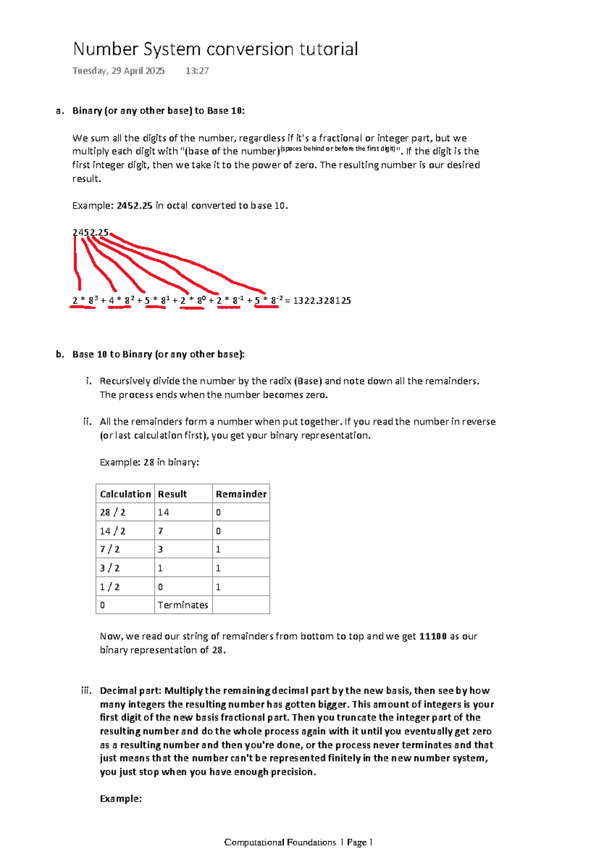Number System Conversion tutorial - a. Binary (or any other base) to ...