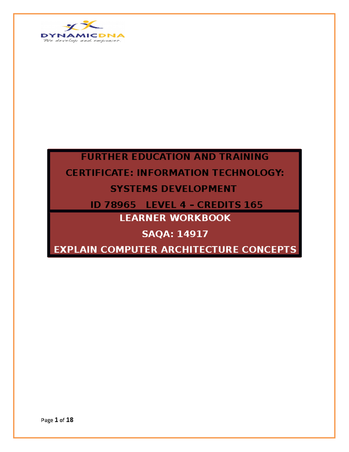 Computar ARC - TUTORIAL - FURTHER EDUCATION AND TRAINING CERTIFICATE ...