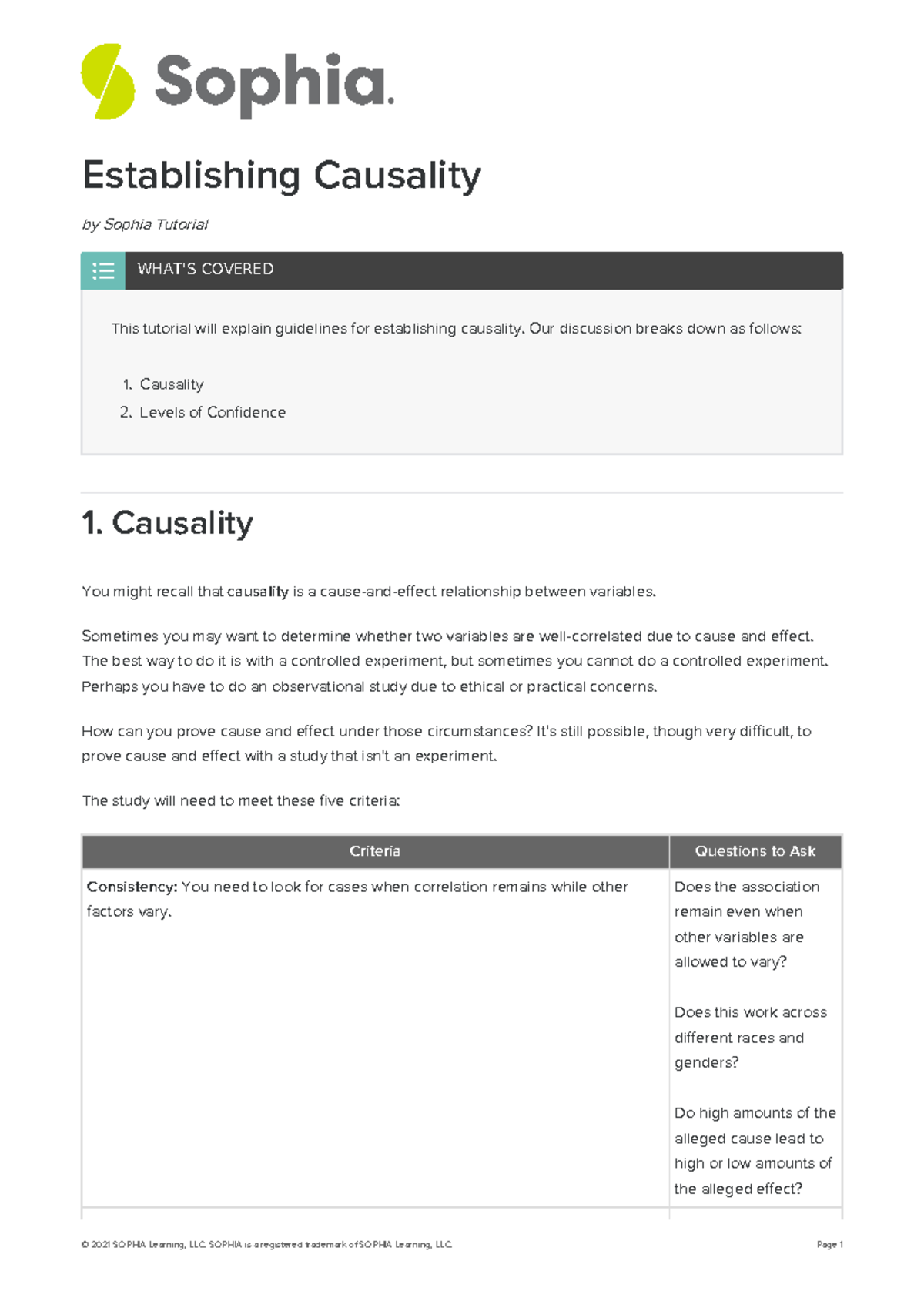 Establishing causality paper - Establishing Causality by Sophia Tutorial This tutorial will ...