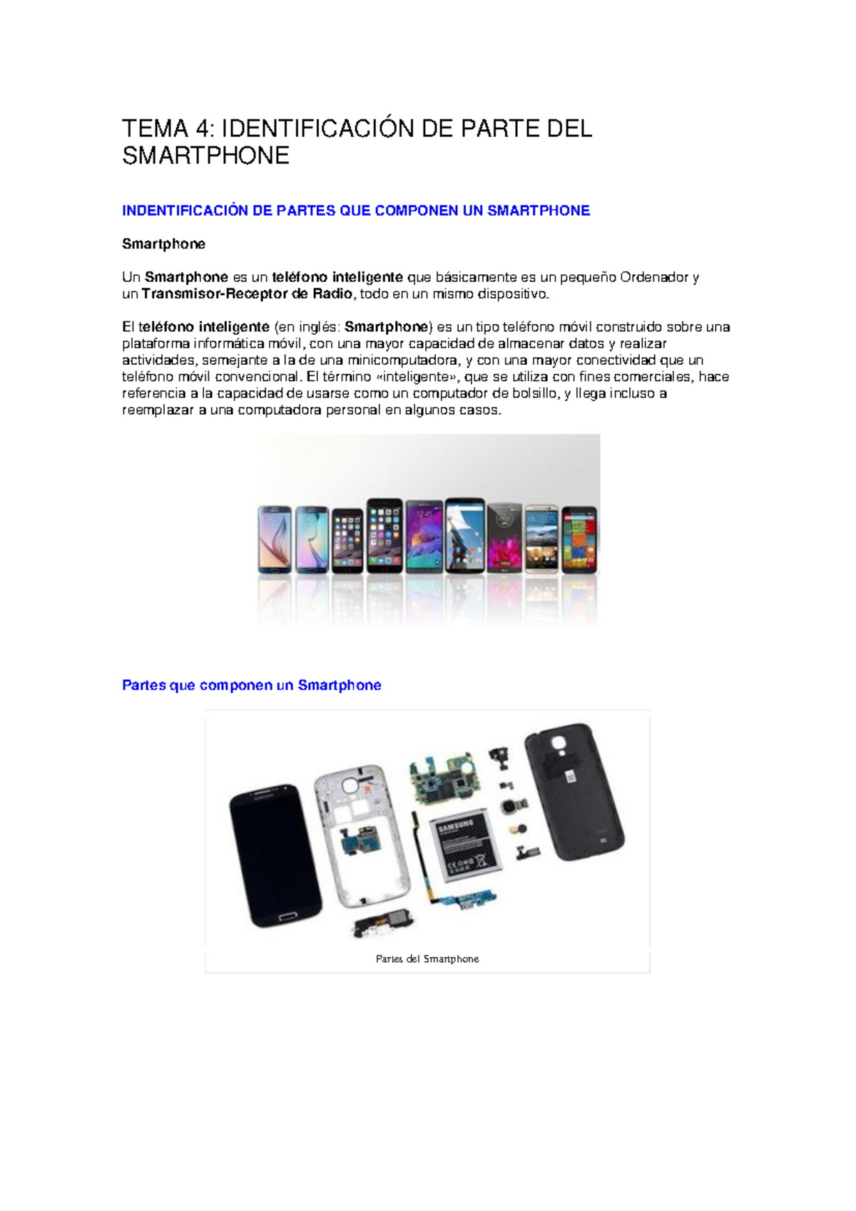 TEMA 4: Identificación de Componentes del Smartphone - Studocu