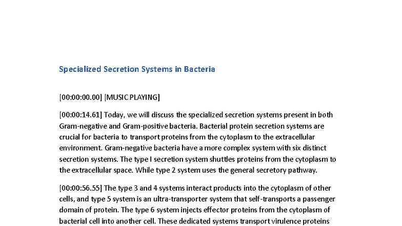 M11_02_MCB4203 Specialized Bacterial Secretion Systems Explained - Studocu