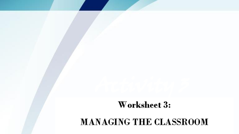 2025 PT Activity 3: Managing the Classroom Strategies Worksheet - Studocu