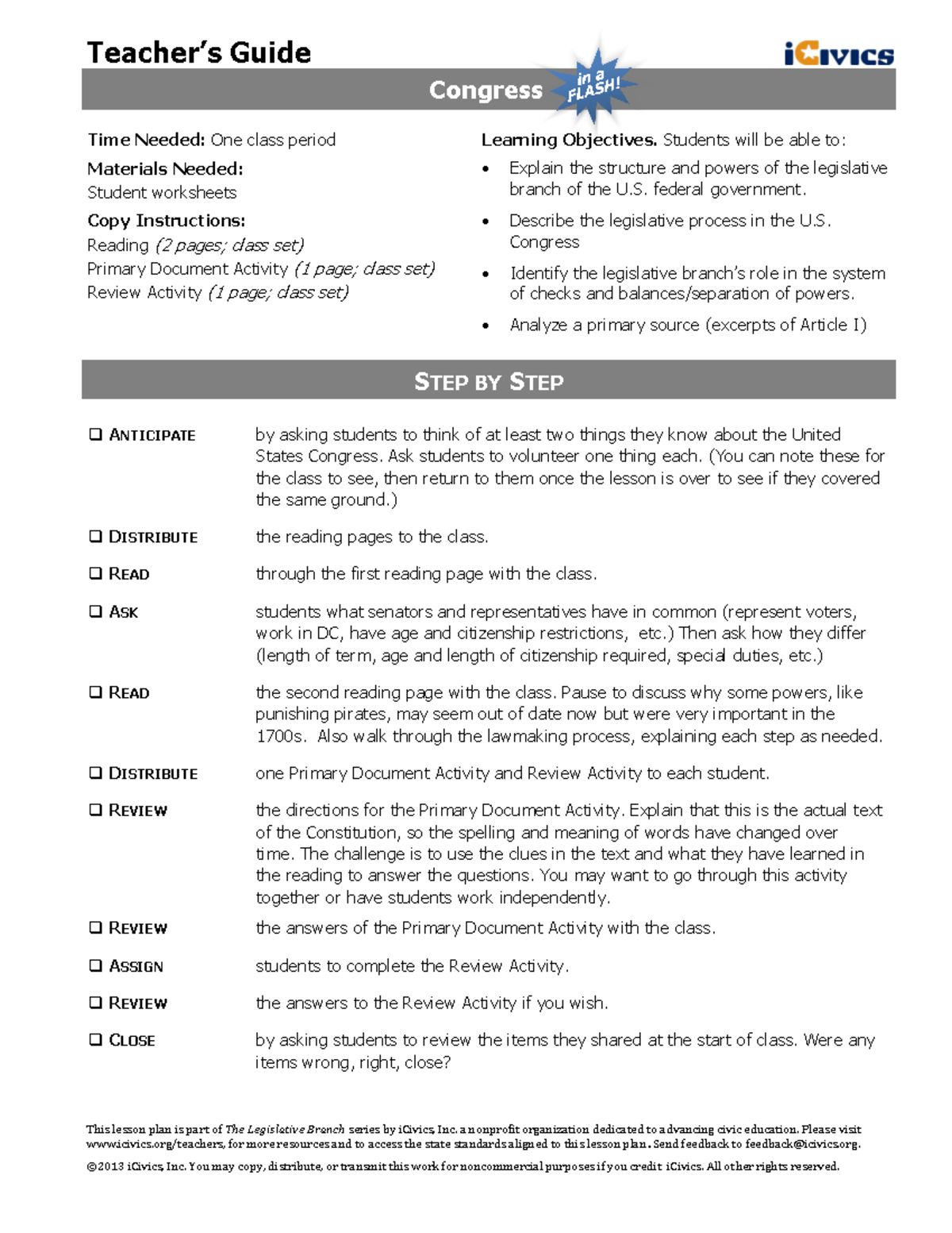 Unit 6 Lesson Plan: Understanding Congress - iCivics Resources - Studocu