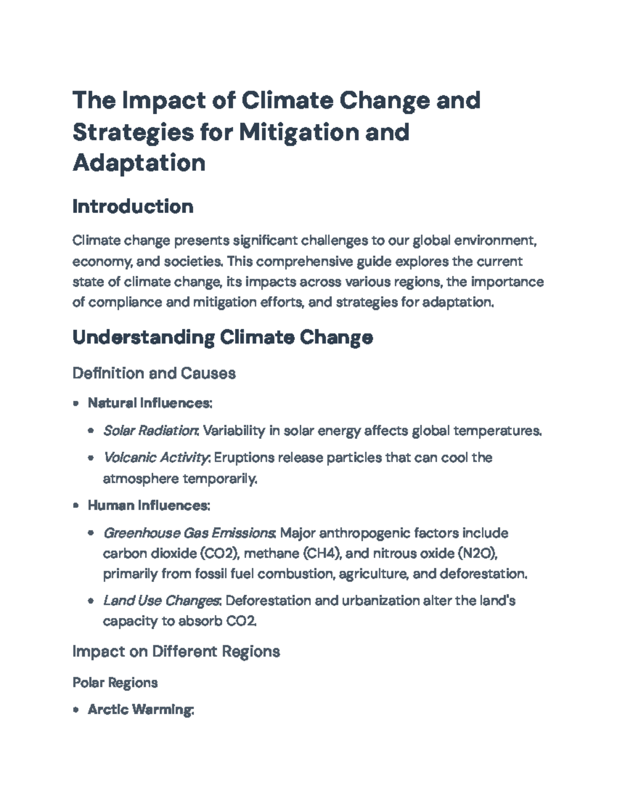 The Impact of Climate Change: Mitigation & Adaptation Strategies - Studocu