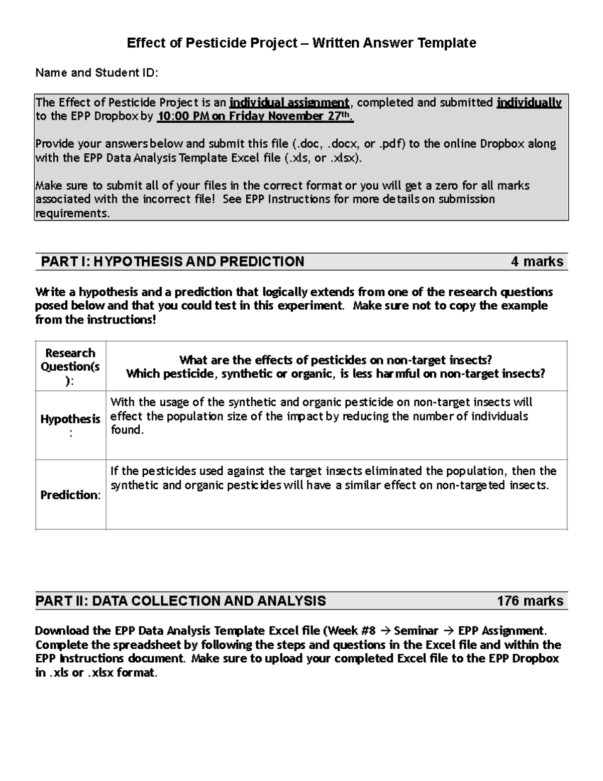EPP Written Answer Template - Name and Student ID: The Effect of ...