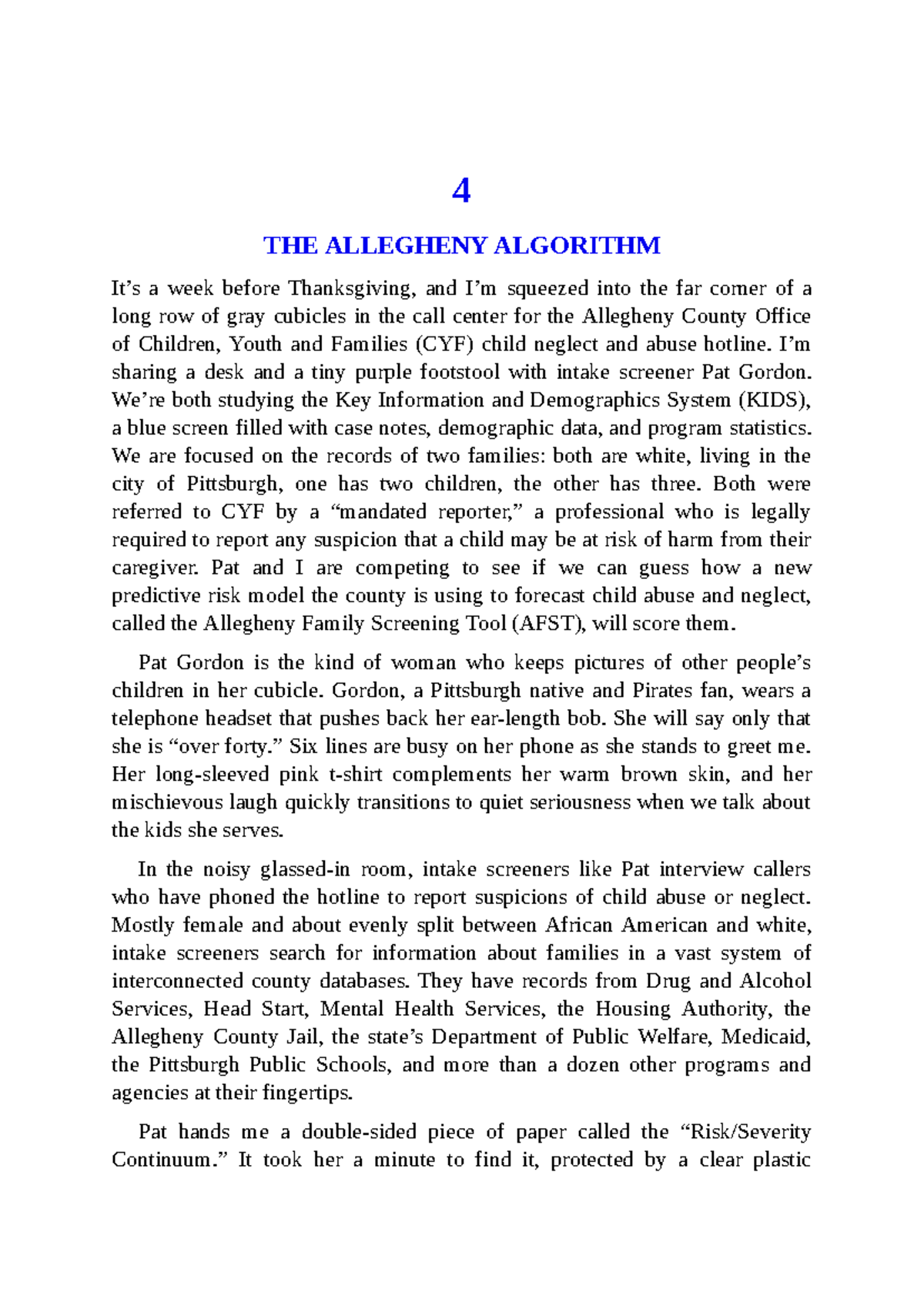 Ch 4: Exploring the Allegheny Algorithm's Impact on Child Welfare - Studocu
