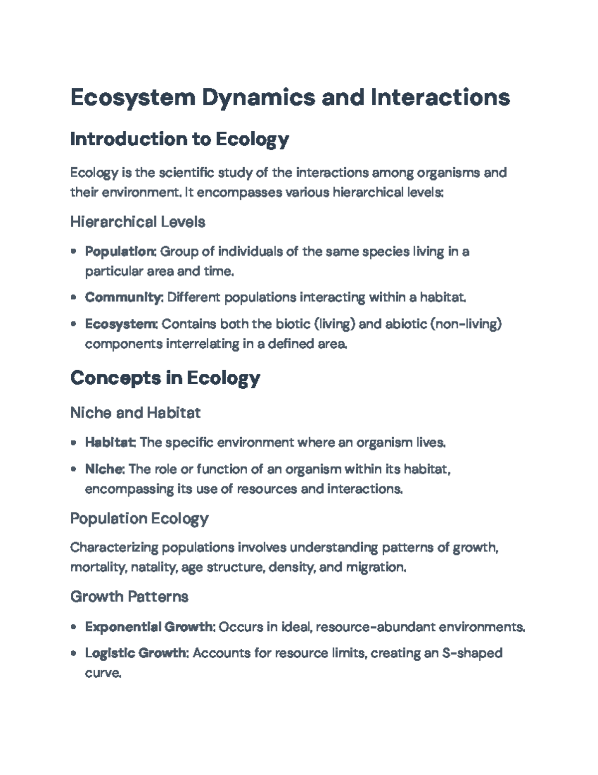 Ecology 101: Ecosystem Dynamics and Interactions Overview - Ecosystem ...